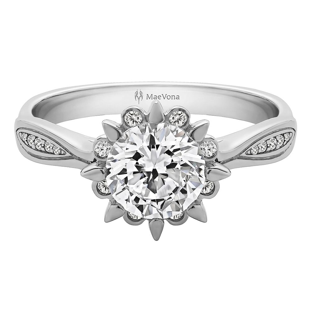 Snowdrop Round Halo Pave Engagement | Maevona
